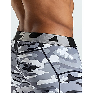 TSLA Men's Athletic Compression Shorts, Sports Performance Active Cool Dry Running Tights, Hyper Control Military Camo Grey, Small
