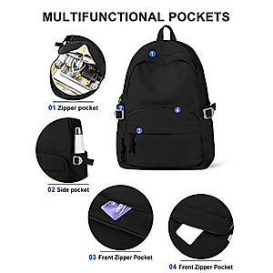 winspansy Small Travel Backpack For Women Men Aesthetic Lightweight Daypack Simple Cute Backpack Waterproof College bag Fit 14 Inch Laptop, Black