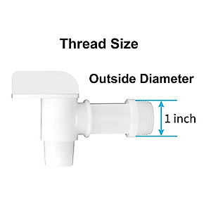 PowGrow Plastic Faucet Spigot Drum Faucet, White Flow 3/4 Faucet for Plastic Drums Jugs, Durable Polyethylene Material Barrel Faucet Replacement Spigot, 1 Inch Thread Size,1-Pack