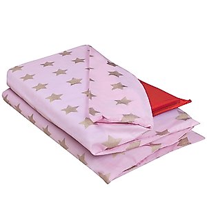 Wildkin Kids Nap Mat Cover – Soft, Sewn-in Flap, Durable & Fits 1.5" Vinyl Sleep Mats - Pink and Gold Stars