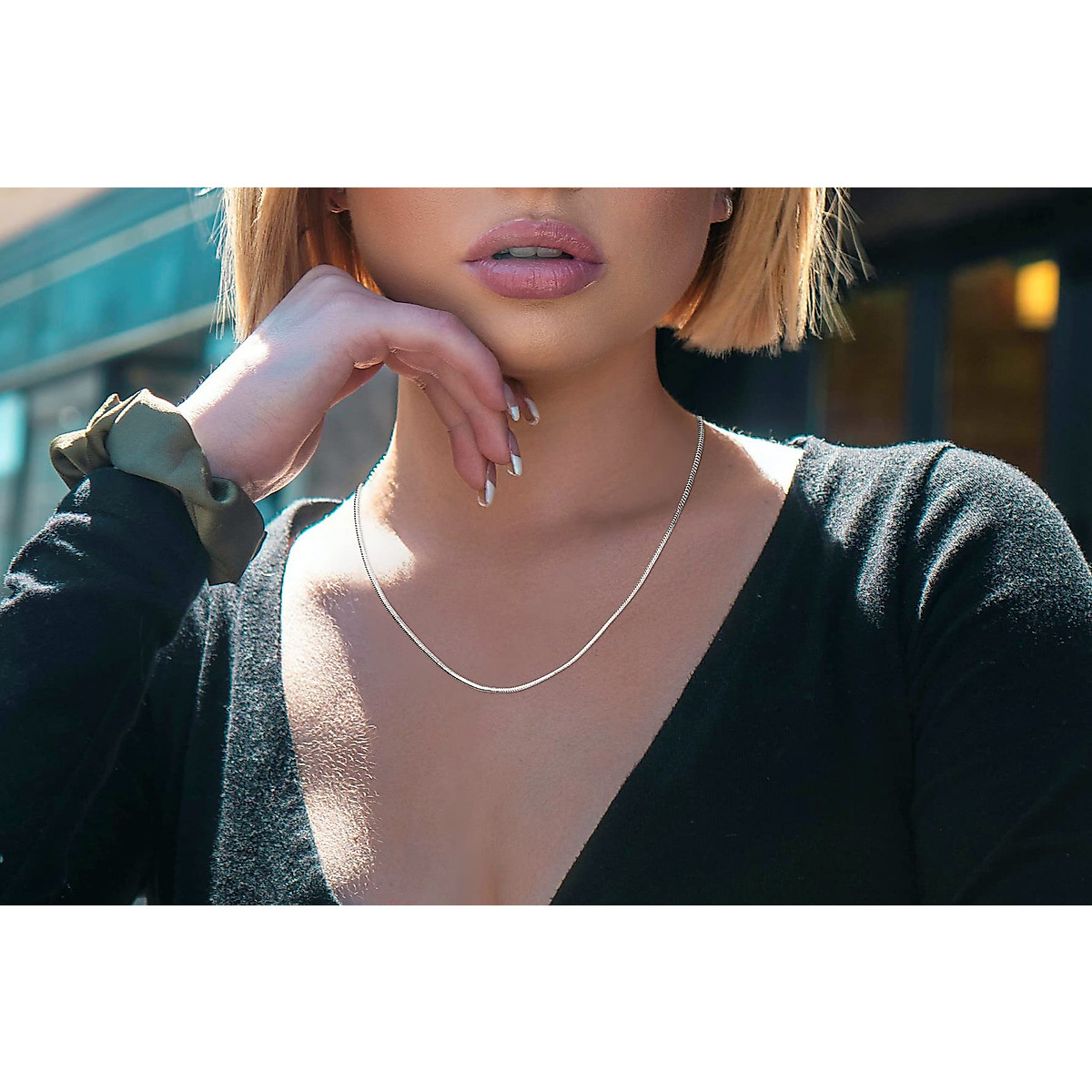 Savlano 925 Sterling Silver Italian 1.5mm Solid Snake Adjustable Bolo 14-24 Inch Chain Necklace For Women - Made in Italy Comes With a Gift Box (White)