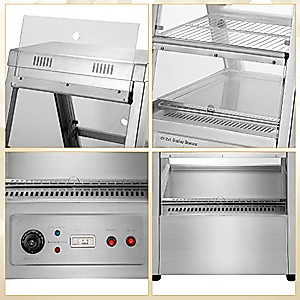 WSSEY Commercial Food Warmer Display, Countertop Pizza Warmers Display Pastry Patty Warmer,Stainless Steel Heated Cabinetsuitable for Restaurants,2-Tier 110V