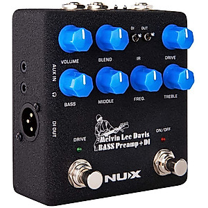 Briskdrop NUX Melvin Lee Davis NBP-5 Bass Preamp and DI Bundle with 2 MXR Instrument Cables, Dunlop Pick Pack, and Power Supply