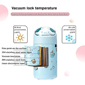 Cute Thermos Mug Kawaii Water Bottle Stainless Steel Vacuum Insulated Bottle for Hot or Cold Drinks Adorable Travel Mug