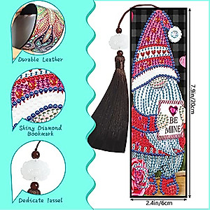 sikiwind Diamond Painting Bookmark, 5D DIY Tassel Bookmark Mosaic Embroidery Craft Bookmark Special Shaped Diamond Painting Creative Leather Bookmarks with Tassel