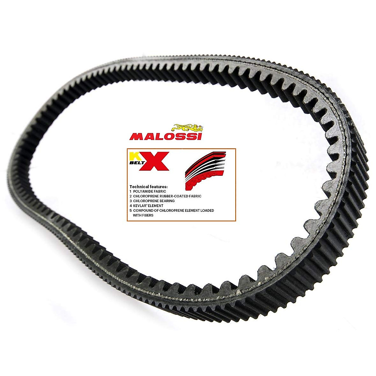 Malossi X-K Performance Belt for Vespa GTV Piaggio MP3 X7 X8 X9 XEvo 250; Aprilia Arrecife Atlantic SR Max for Gilera Derbi and Malaguti(250-300cc) OEM # 82941R Part #6113027 841850 843963 AP8580261