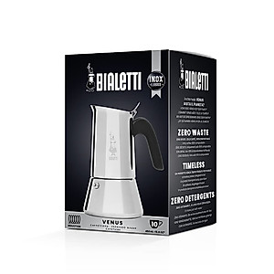 Bialetti - New Venus Induction, Stovetop Coffee Maker, Suitable for all Types of Hobs, Stainless Steel, 10 Cups (15.5 Oz), Silver