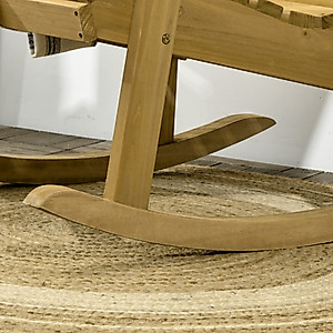 Outsunny Wooden Outdoor Rocking Chair, Traditional Slatted Wood Rocker Chair with Armrests and High Backrest for Indoor & Outdoor, Light Brown