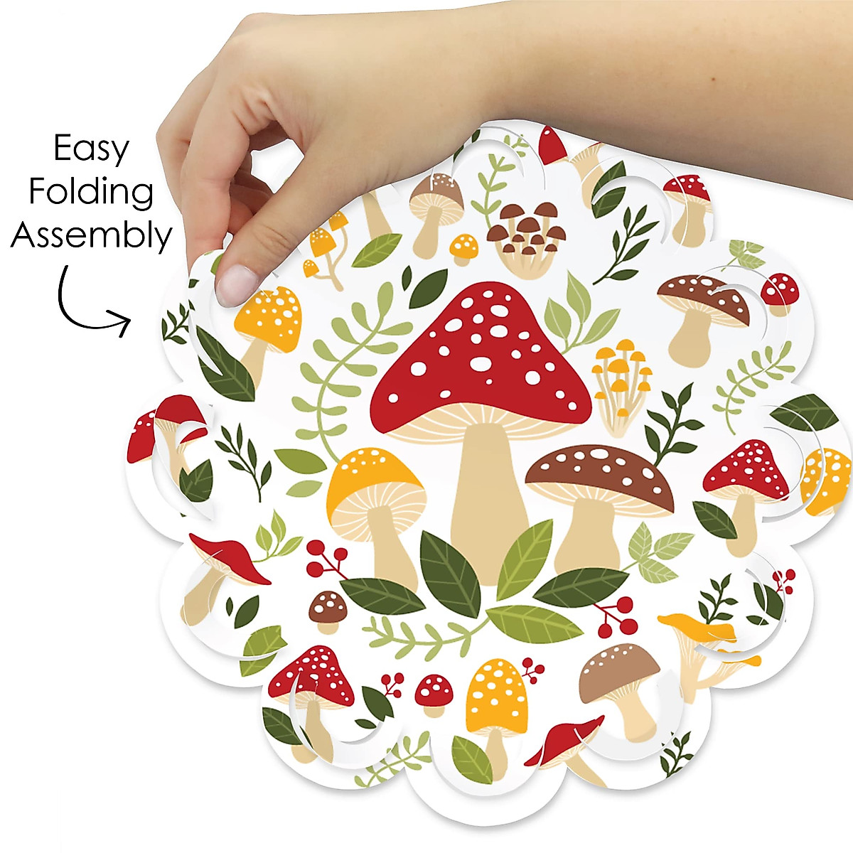 Big Dot of Happiness Wild Mushrooms - Red Toadstool Party Round Table Decorations - Paper Chargers - Place Setting For 12