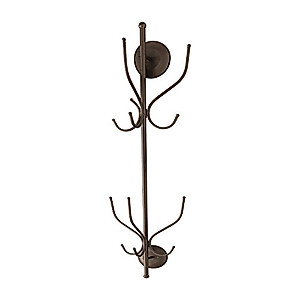 Kings Brand Furniture – Nino Metal 12 Hook Wall Mount Coat & Hat Rack, Pewter
