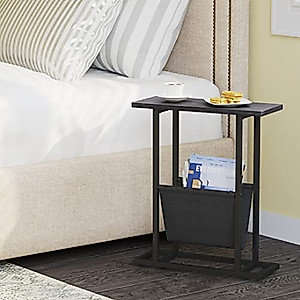 Yusong Small Narrow Side Table and C Shaped Side Table for Small Space, Slim Couch Side Table Skinny Nightstand for Living Room Bedroom, Grey