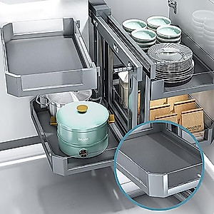 AHDFY Kitchen Aid Dish Rack, Dish Drying Rack, Swivel Full Pull Out Dish Rack, Turntable Lazy Susan Organizers for Handed Open Blind Corner Cabinet Organizer,900CABINTE