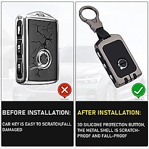 Sucxyor Compatible with Volvo Key Fob Cover Key Fob Case with Keychain for 2017-2023 XC90 XC60 XC40 S90 V90 S60 V60,Metal Shell & Soft Silicone Protection 4 Buttons Smart Key(Gray)