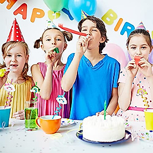 Rainbow Birthday Party Supplies Drinking Plastic Straws 24 for Kids Girls Boys Rainbow Cloud Party Favors Decorations with 2 Cleaning Brushes - Set of 26 (8 Styles)