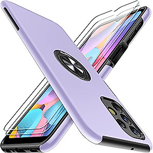 JAME Designed for Samsung Galaxy A32 5G Case with 2 Pack Tempered Glass Screen Protector Shockproof Scratch Proof Protective Cover with Built-in Magnetic Kickstand for Samsung Galaxy A32 5G, Purple