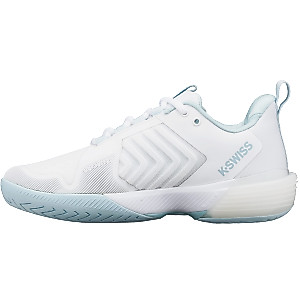 K-Swiss Women's Ultrashot 3 Tennis Shoe, White/Blue Glow, 9.5 M
