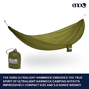 ENO SubLink Hammock System - Includes Sub6 Hammock, Helios Suspension System, Guardian SL Bug Net, and ProFly Sil Rain Tarp - Set of Lightweight Hammock Essentials for Camping, or Hiking - Grey/Lichen