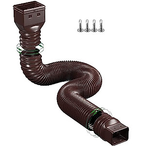 YOTODY Rain Gutter Downspout Extensions Flexible,Down Spout Drain Extender Diverter Extendable from 21 to 60 in,Screws for Included (Brown)