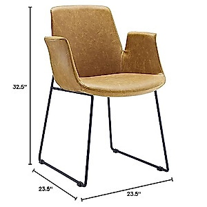 Modway Aloft Faux Leather Modern Farmhouse Kitchen and Dining Room Chair in Tan