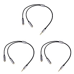 Milisten 3pcs Audio Adapter Cable Headset Jack Adapter Cord Audio Splitter Y Splitter Cable Splitter Cable for Headphones Headphone Splitter Cable Earphone Aluminum Shell Microphone