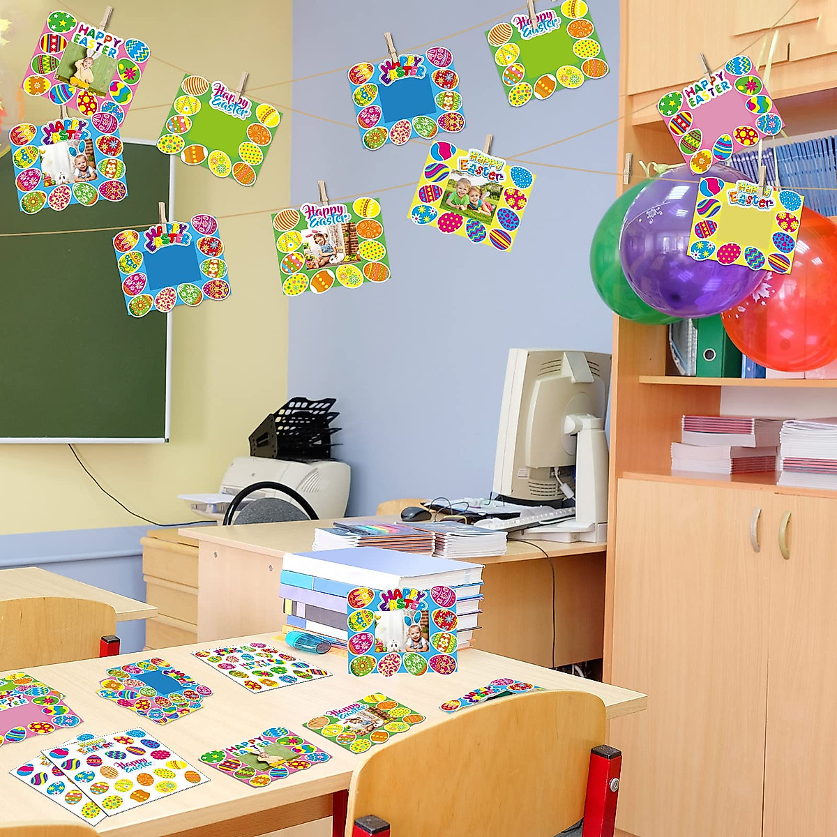 24 Packs Easter Kids' Craft Kits DIY Picture Frame Craft Spring Easter Art Activities Home School Classroom Game Bulletin Board Easter Party Favor Decoration