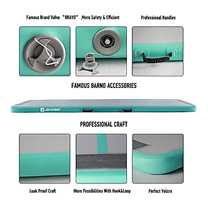 AKSPORT Gymnastics Air Mat Tumble Track Tumbling Mat Inflatable Floor Mats with Air Pump for Home Use/Tumble/Gym/Training/Cheerleading/Parkour/Beach/Park/Water(Mint Green, 9.84ft)