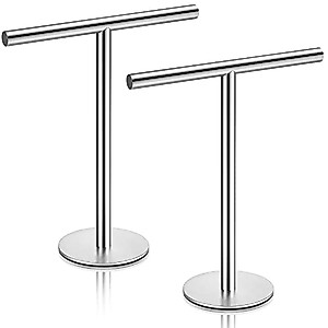 2 Pcs Towel Rack for Bathroom Hand Towel Holder Stand T-Shape Hand Towel Holder for Bathroom Stainless Steel Waterproof Bathroom Counter Organizer
