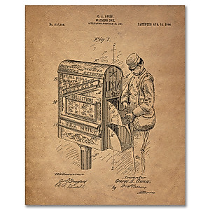 Mailman Patent Prints - Set of Four Postal Worker 8 X 10 Photos Vintage Wall Decor - Mail Person