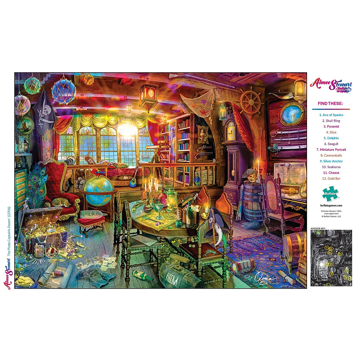Buffalo Games - Aimee Stewart - The Pirate Captain's Dream - 1000 Piece Jigsaw Puzzle with Hidden Images