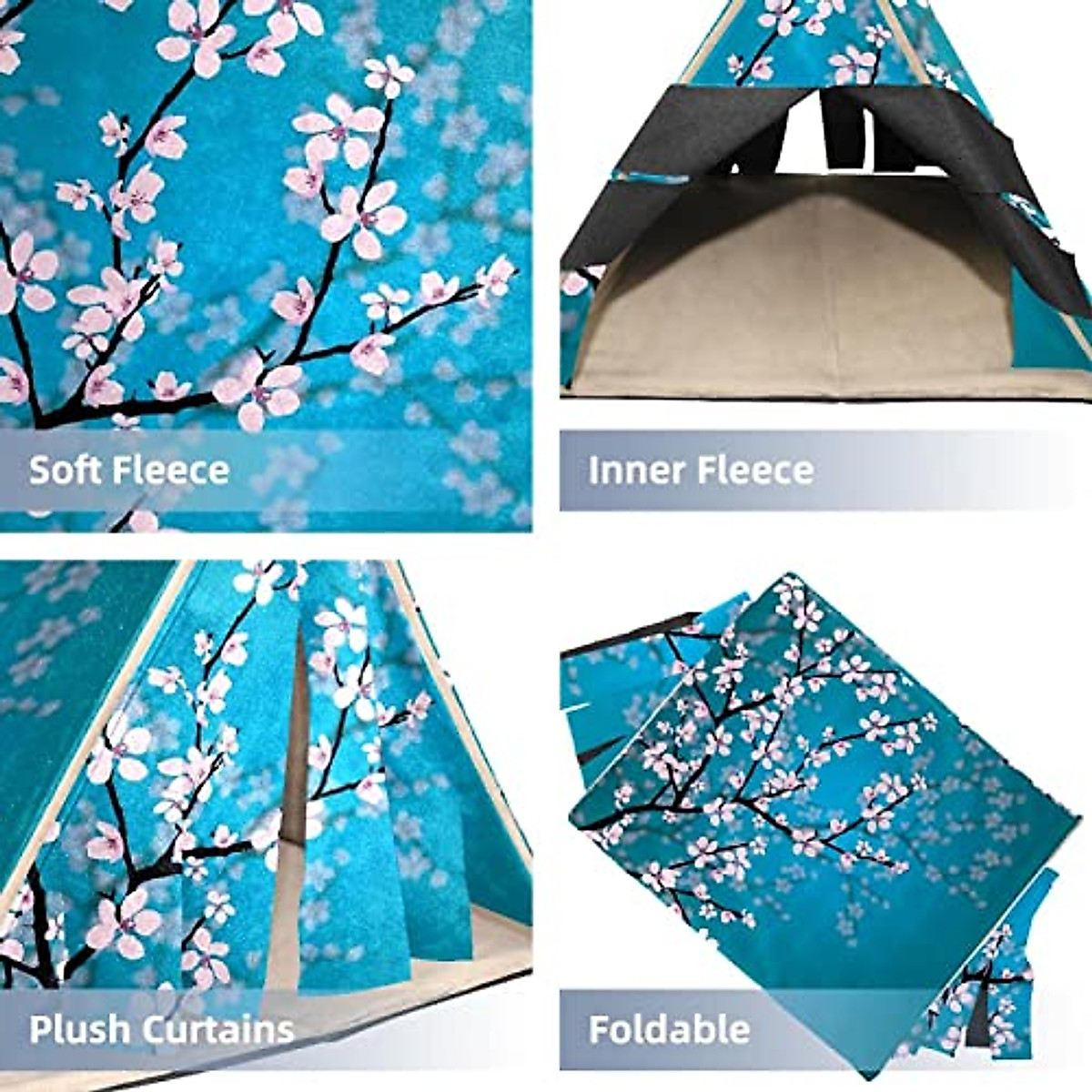 enheng Small Pet Hideout Japanese Sakura Flowers Hamster House Guinea Pig Playhouse for Dwarf Rabbits Hedgehogs Chinchillas