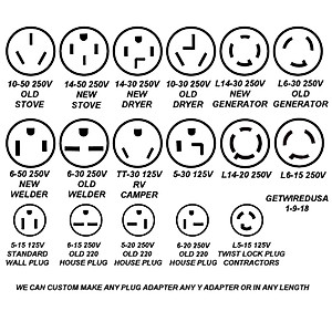 10-30P Male 3-Pin Dryer Plug to 6-50R Welder Female Socket Receptacle Outlet Electric Power Cord Cable Miller Lincoln Hobart Adapter/Converter NEMA FX370