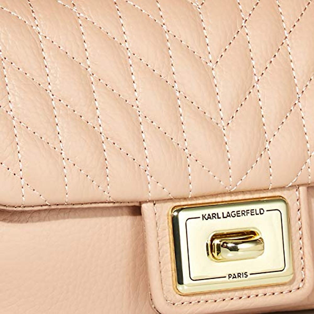 Karl Lagerfeld Paris womens Agyness Quilted Flap Crossbody, Almond, One Size US