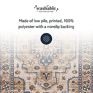 Linon The Anywhere Washable Rug Jones Ivory/Gold 3' X 5' Accent Rug