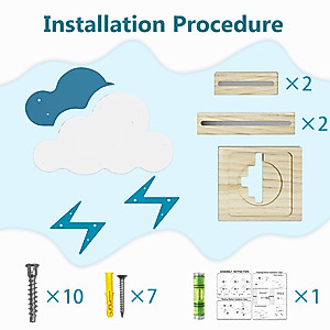 Sumbame Cloud Tonie Shelf for Toniebox Storage - Tonie Magnetic Wall Shelf for Tonie Figures, Toniebox, Charging Station, Decorative Hanging Shelf for Kids, Nursery Room (Cloud and 2 Lightning)