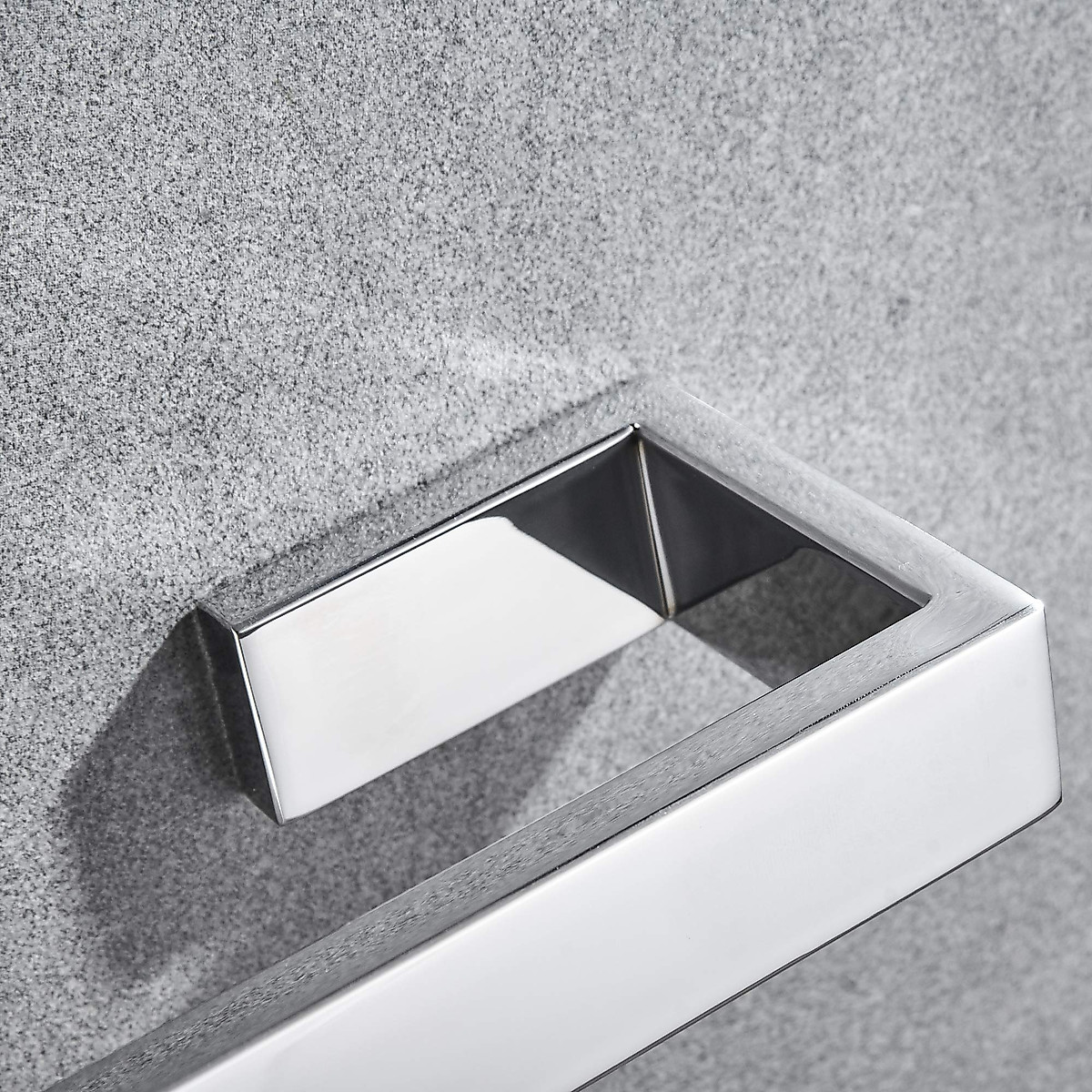 JunSun Polished Chrome Bath Towel Bar 24 Inch - Modern Bathroom Rack Holder - Wall Mounted Single Rod Hardware - Home Decor Rail Shelf Hanger