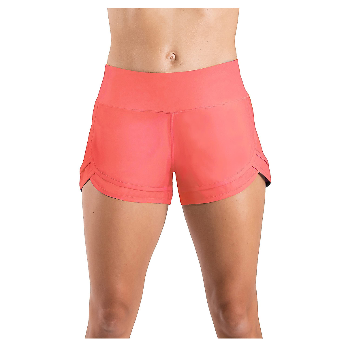 Women's Lightweight Running Shorts with Mesh Linner 3" WOD Workout Athletic Shorts for Women with Phone Pocket Coral Red