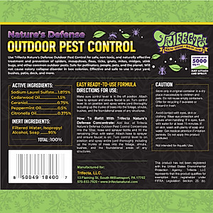 Trifecta Natural Outdoor Pest Control Spray: Mosquito Repellent Outdoor Patio, Lawns, Backyard, Kills Fleas, Spider, Ants, Pet Friendly Tick Yard Spray (Nature's Defense: Concentrate 10,000ft²)