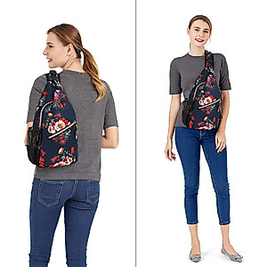 MOSISO Sling Backpack,Travel Hiking Daypack Cottonrose Crossbody Shoulder Bag, Blue, Medium