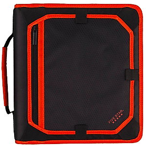 Five Star Zipper Binder, 2 Inch 3-Ring Binder for School, Expansion Panel, 580 Sheet Capacity, Red/Black (29052CE8)