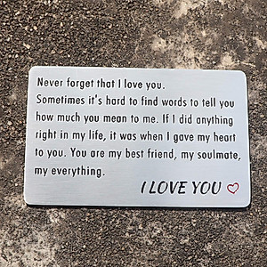 Engraved Wallet Card Insert, Stainless Steel Anniversary Wallet Cards Gifts from Wife for Husband Men Boyfriend