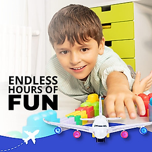 Bump & Go Airplane Toy for Kids - Battery-Operated Toys, Passenger Big Plane with LED Lights & Music, Model Replica Airplanes for Boys - Planes for 3 Year-Old Children & Above