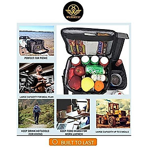 Wildebeest Large Lunch Box Insulated Leakproof Cooler Bag Reusable Lunch Bag for Adult (Grey)