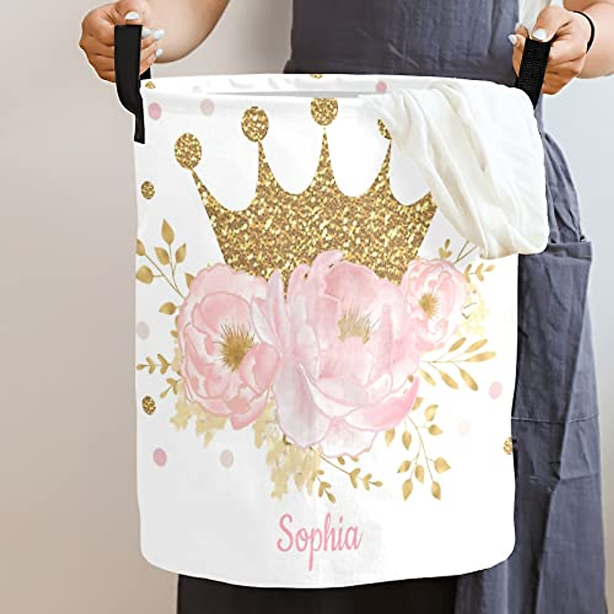 Large Storage Floral Polka Dot Tall Collapsible Laundry Basket Hamper for Dirty Cloth Toys Foldable for Bedroom Bathroom