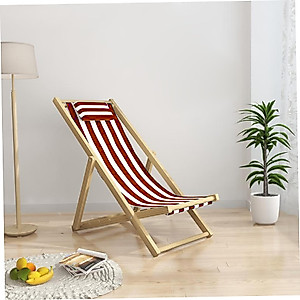 Hperu Patio Chair Replacement Fabric,Patio Chair Replacement Fabric, Folding Sling Chair Replacement Fabric with Pillowcase, Red and White Stripes Sling Chair Replacement Fabric 45x17