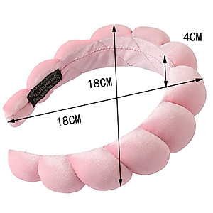 Headbands for Women Spa Headband Sponge & Terry Towel Cloth Fabric Hair Band for Face Washing, Makeup Removal, Shower, Skincare (Pink)