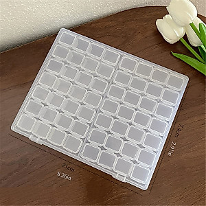 Typutomi 56 Grids Storage Box, Clear Plastic Diamond Painting Embroidery Box Beads Storage Container Jewelry Case for Beads, Jewelry, Tools, Pill and DIY Crafts(8.26x2.91in)