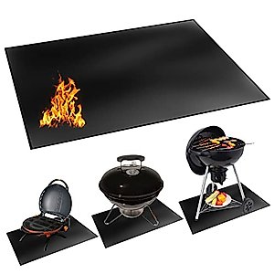 Large Grill Mats for Outdoor Grill, 60'' X 42'' Rectangle Under Grill Mat, Oil-Proof Fire Pit Mat, BBQ Mat for Deck Patio Protective, Fireproof Mat for Charcoal Grills, Gas Grills, Oil Fryers