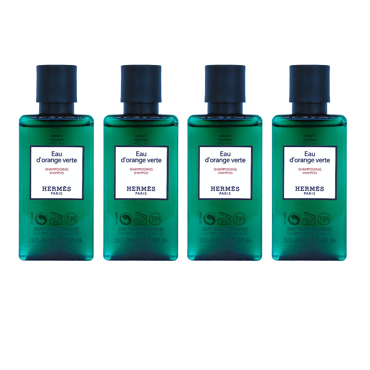 Hermès Eau d'Orange Verte Luxury Shampoo with D-Pantenol Vitamins in Bubble Bag - Set of 4 X 1.35 Ounce/40 ML Bottles, Total 5.4 Ounce/160 ML from Hermes Paris