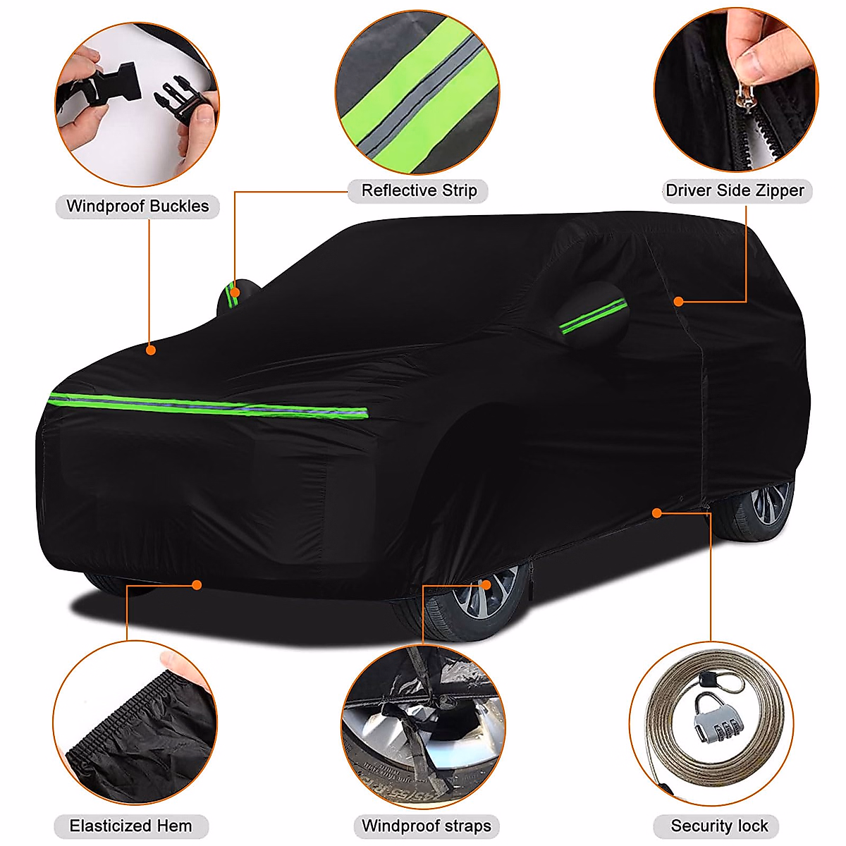 Waterproof Car Covers Replace for 2010-2023 Volvo S60, 6 Layers All Weather Custom-fit Car Cover with Zipper Door & Windproof Bands for Snow Rain Dust Hail Protection (S60)