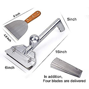 SHANGPEIXUAN Grill Scrapers, Heavy Duty Casting Aluminum Commercial Griddle Scraper with 5 Blades and Small Slant Edge Grill Scraper